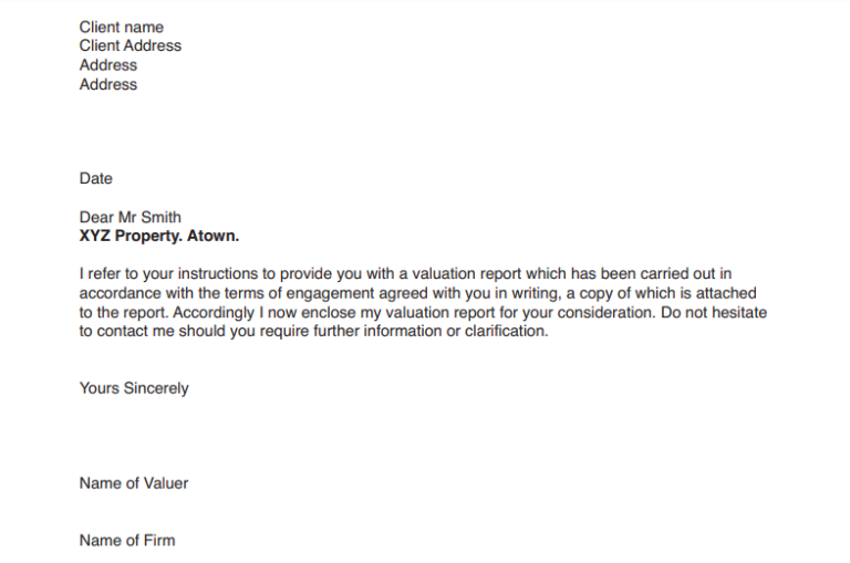 Valuation Report Letter - Society of Chartered Surveyors Ireland